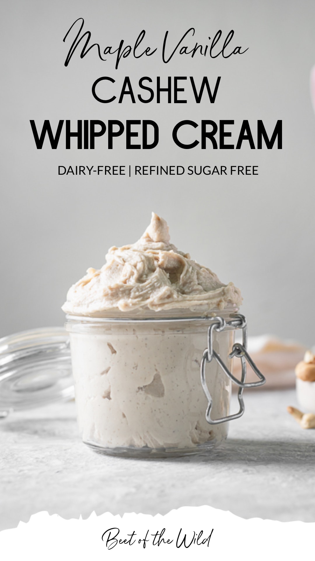 Maple Vanilla Cashew Whipped Cream (No Dairy) | Beet of the Wild